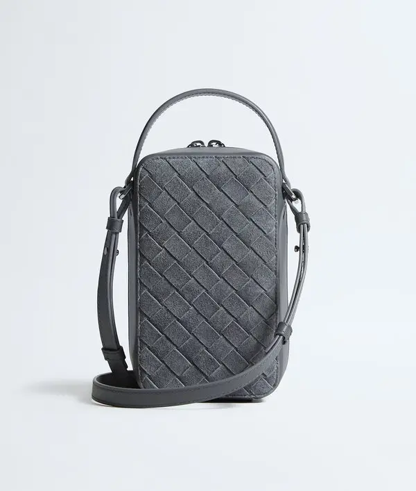 Bottega Veneta Intrecciato Denim Suede Leather Phone Pouch - Cloudy Indigo/shadow