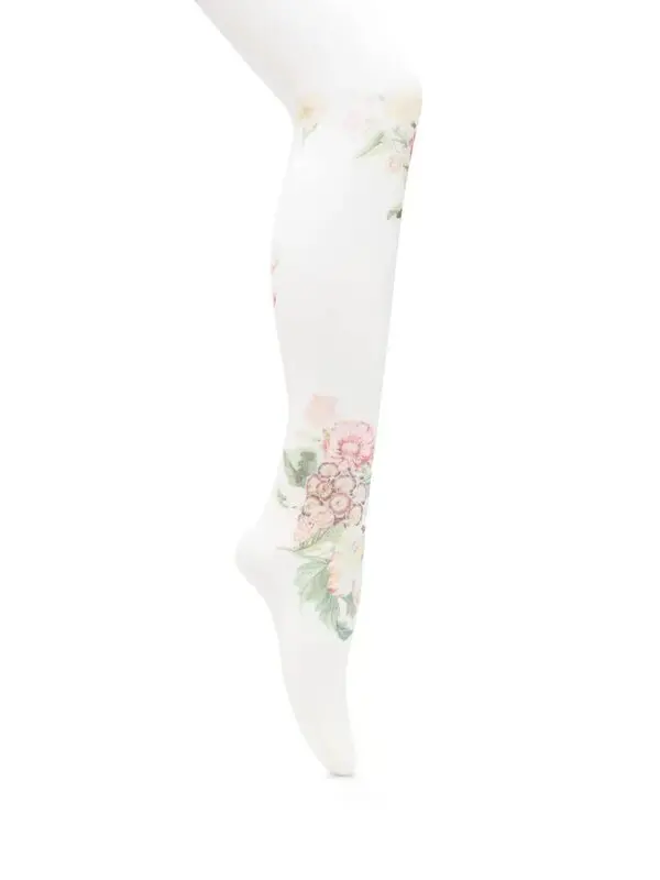 OPEN YY Floral Tights - White