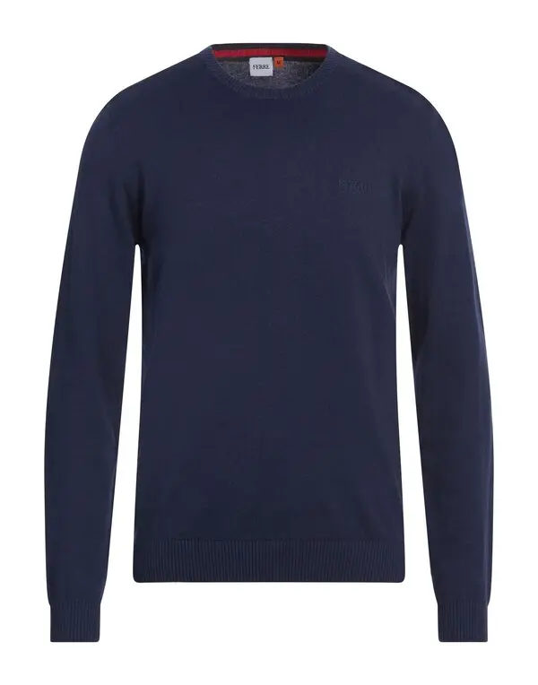FERRE' Knitted Cotton Sweater - Navy