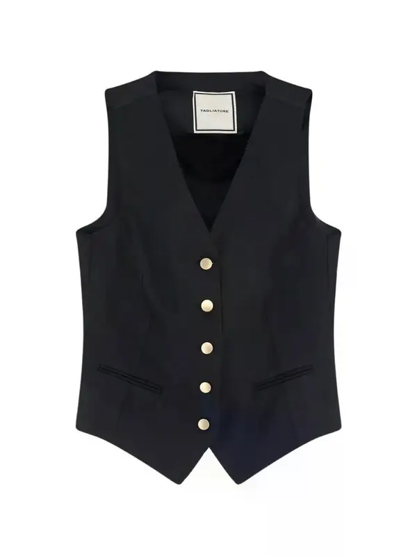 Tagliatore Button-front V-neck Vest - Black