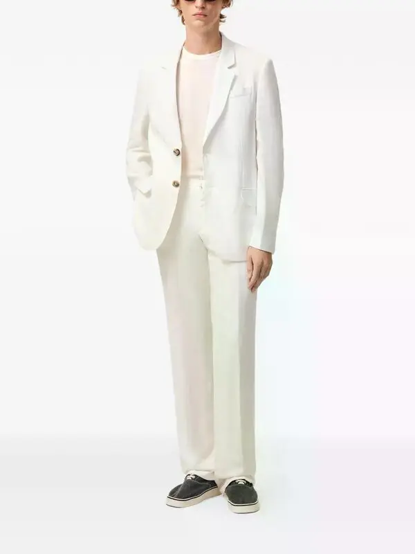 Ami Blended Linen Single Breasted Straight Jacket - Neutrals