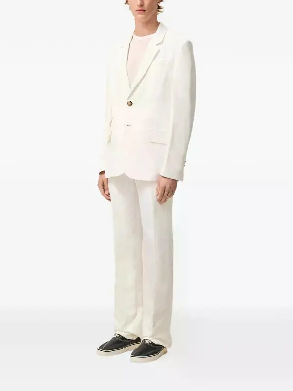 Ami Blended Linen Single Breasted Straight Jacket - Neutrals