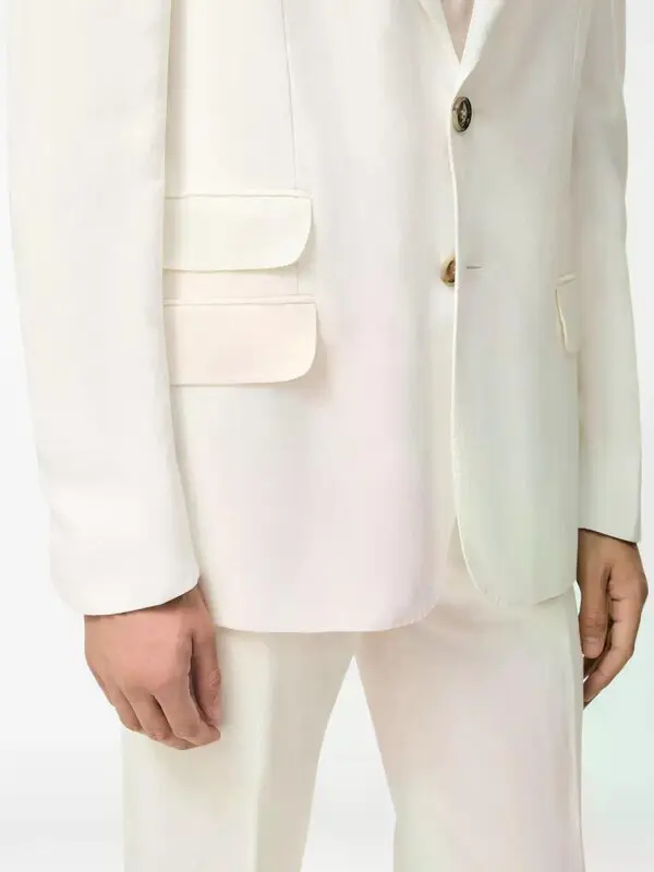 Ami Blended Linen Single Breasted Straight Jacket - Neutrals