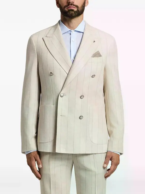 Peserico Double-breasted Striped Blazer