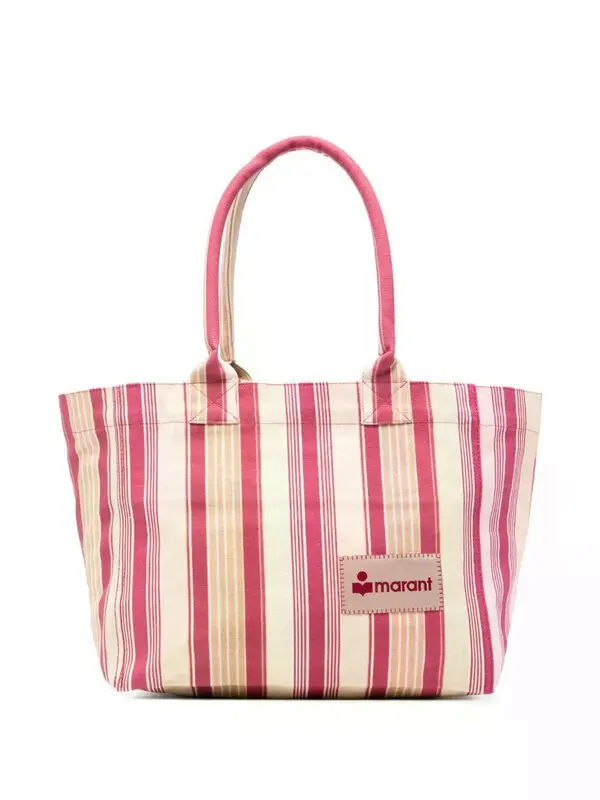 Isabel Marant Étoile Yenky Striped Tote Bag With Logo Patch - Pink