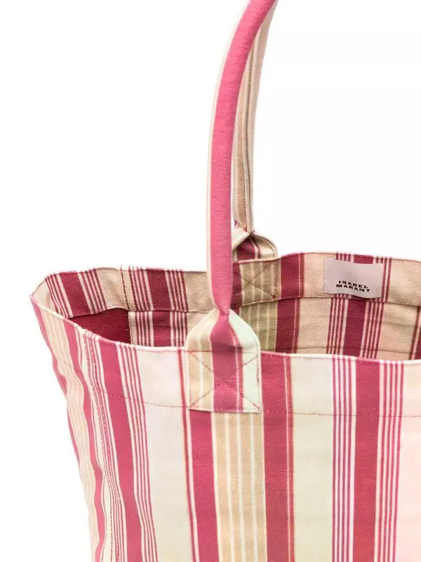 Isabel Marant Étoile Yenky Striped Tote Bag With Logo Patch - Pink
