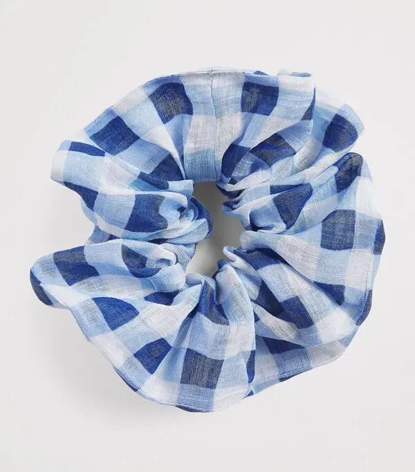 Sandro Linen-blend Gingham Scrunchie