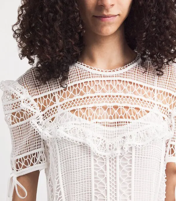 Erdem Cotton Lace Ruffle Gown