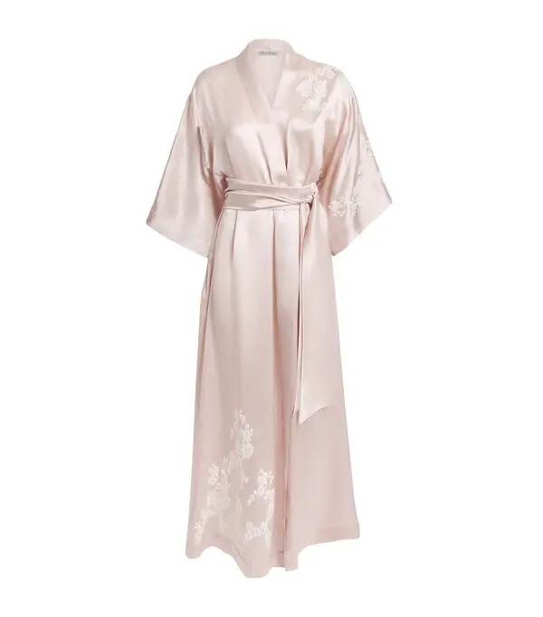 Carine Gilson Silk Lace-trim Julia Kimono - Pink