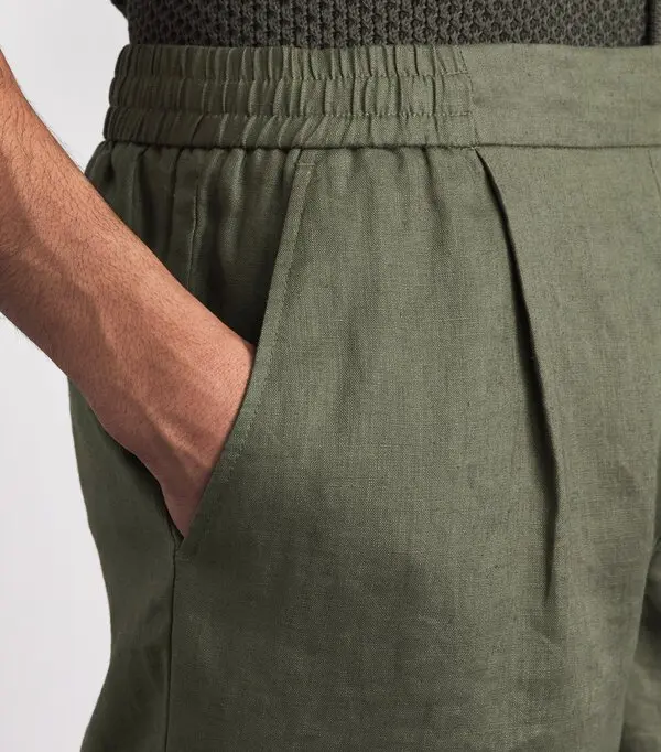 CHE Linen Relaxed Fit Cuffed Shorts - Green