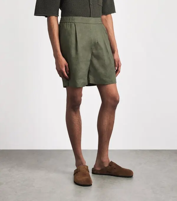 CHE Linen Relaxed Fit Cuffed Shorts - Green