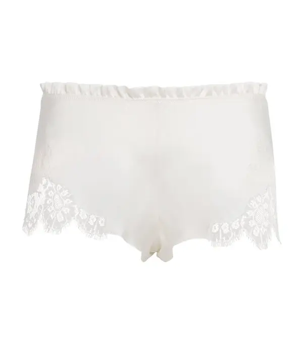 Carine Gilson Silk Lace-trim Julia Shorts - White