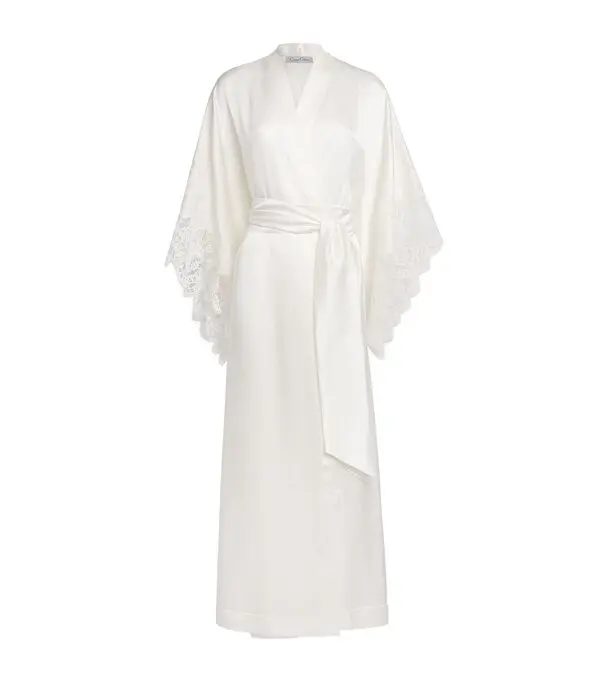 Carine Gilson Silk Lace-trim Julia Kimono - White