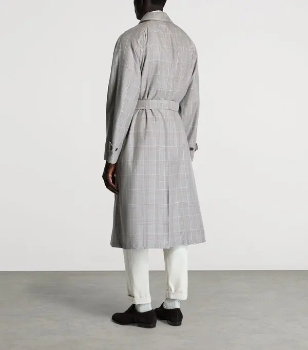 Dunhill Cotton-silk Glen Check Car Coat - Beige