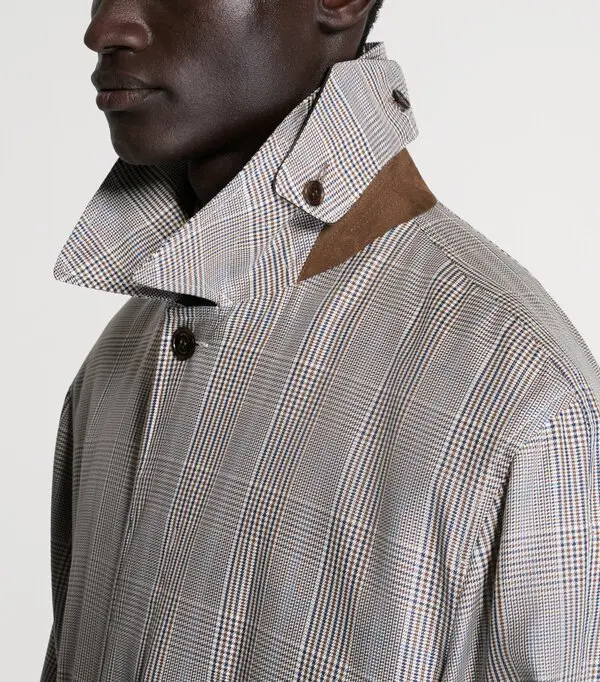Dunhill Cotton-silk Glen Check Car Coat - Beige