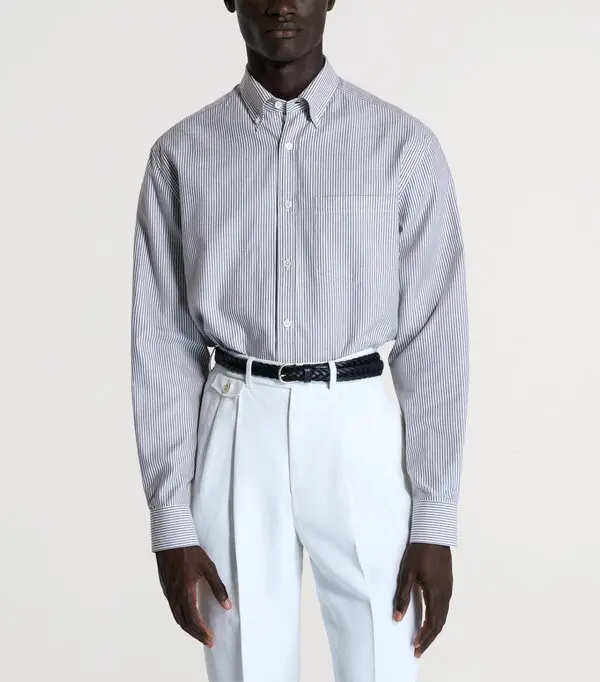 Dunhill Cotton-cashmere Stripe Shirt - Brown