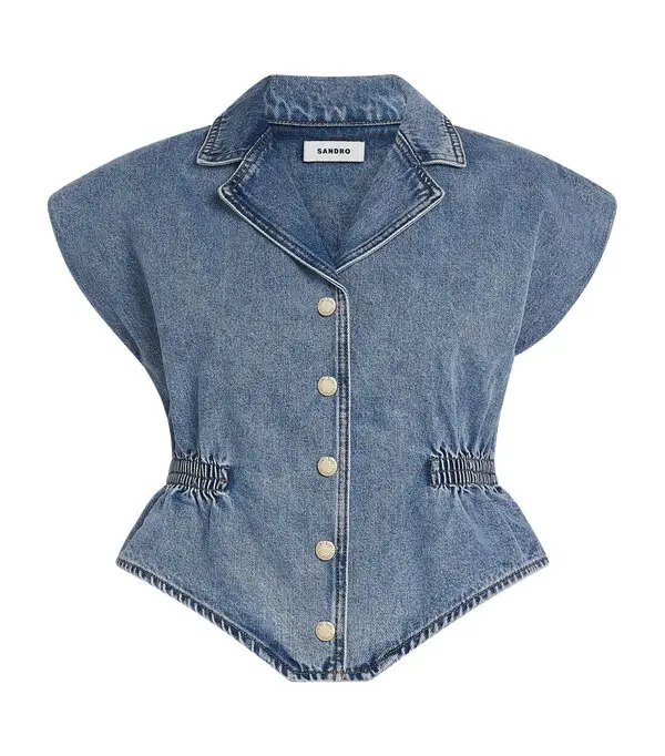 Sandro Denim Sleeveless Top