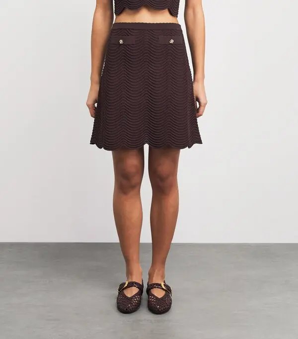 Sandro Knitted Mini Skirt - Brown