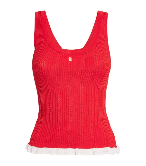 Sandro Knitted Lace-trim Tank Top