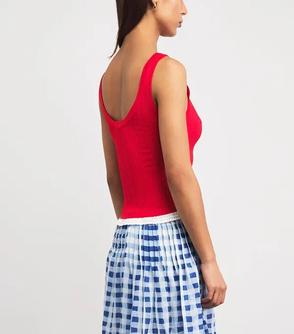 Sandro Knitted Lace-trim Tank Top
