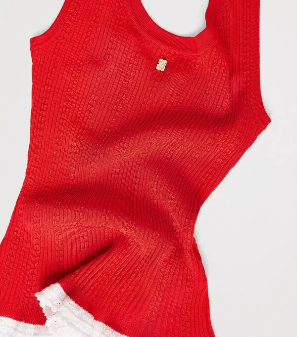 Sandro Knitted Lace-trim Tank Top