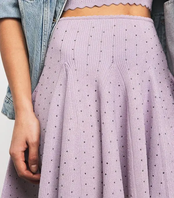 Sandro Knitted Embellished Mini Skirt - Purple