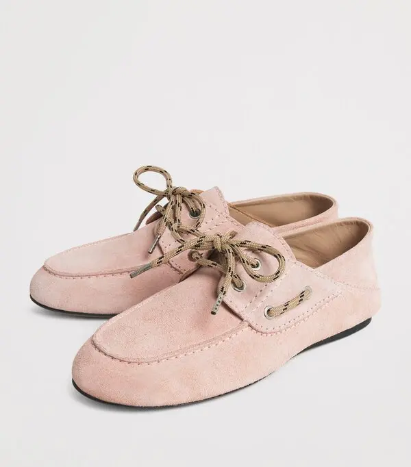 Sandro Suede Boat Shoes - Pink