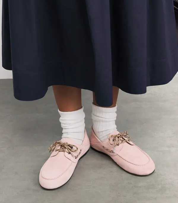 Sandro Suede Boat Shoes - Pink
