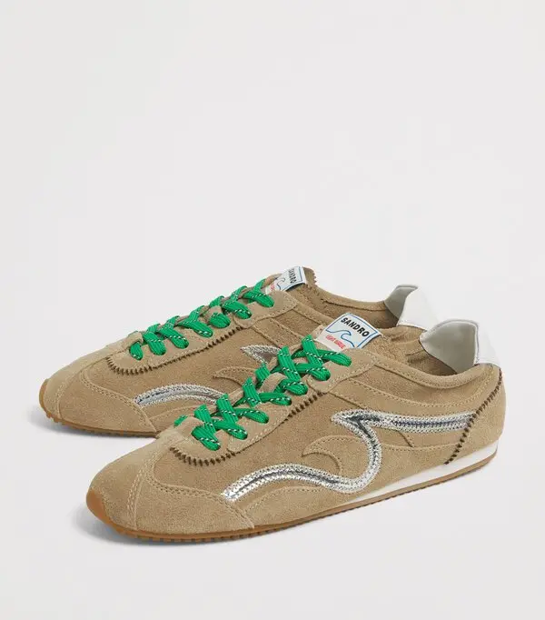 Sandro Light Wave Suede Sneakers - Beige