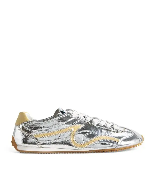 Sandro Metallic Leather Light Wave Sneakers - Black