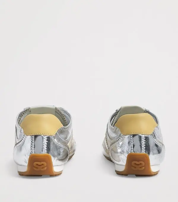 Sandro Metallic Leather Light Wave Sneakers - Black