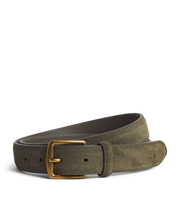 Polo Ralph Lauren Suede Belt With Gold-tone Buckle - Green