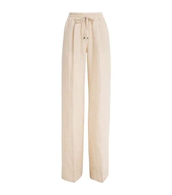 Kiton Linen Stripe Drawstring Trousers