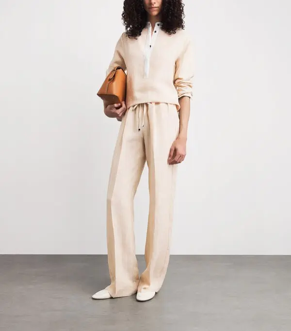 Kiton Linen Stripe Drawstring Trousers