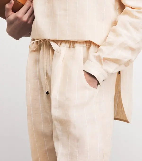 Kiton Linen Stripe Drawstring Trousers