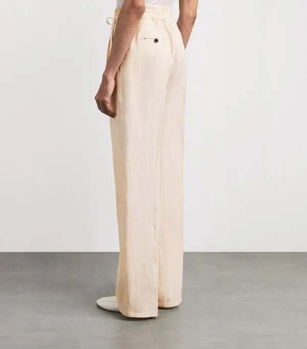 Kiton Linen Stripe Drawstring Trousers