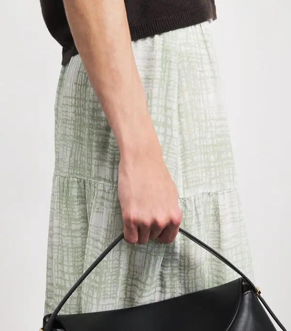 Kiton Silk Printed Midi Skirt