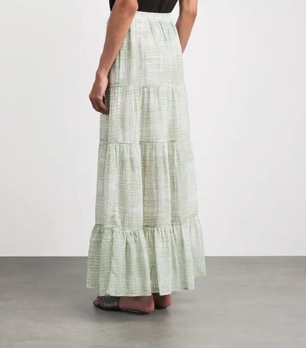 Kiton Silk Printed Midi Skirt