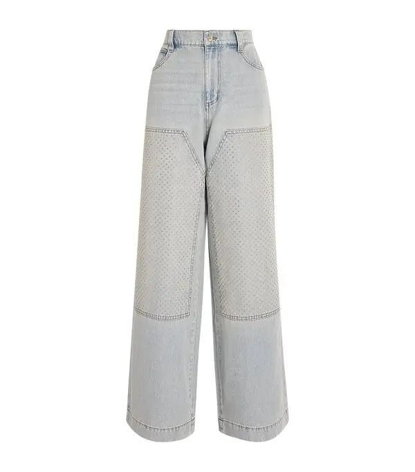 Sandro Rhinestone-embellished Straight Jeans - Blue
