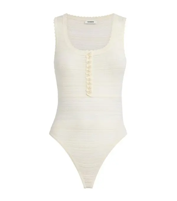 Sandro Knitted Sleeveless Bodysuit - Beige