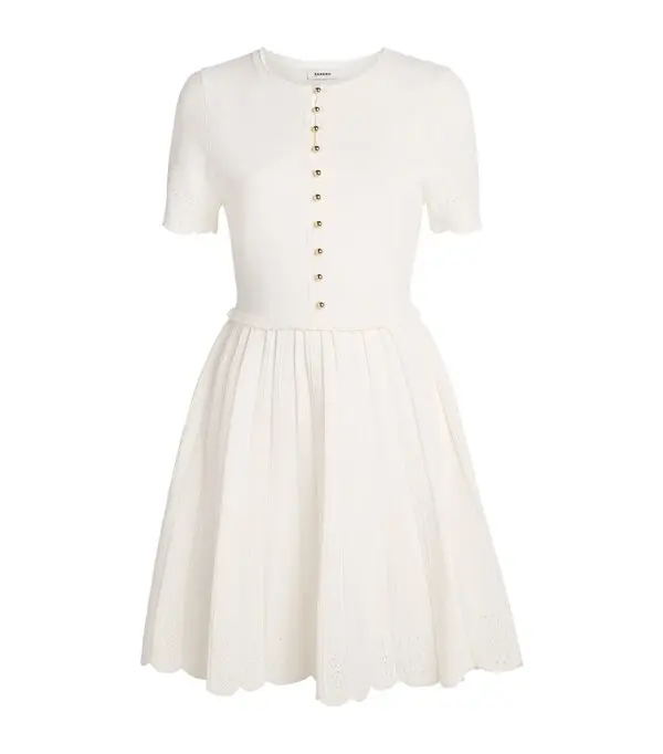 Sandro Knitted Pointelle Mini Dress - Beige