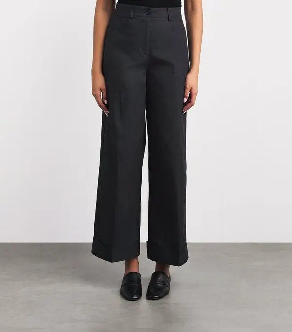Claudie Pierlot Cotton-blend Wide-leg Trousers