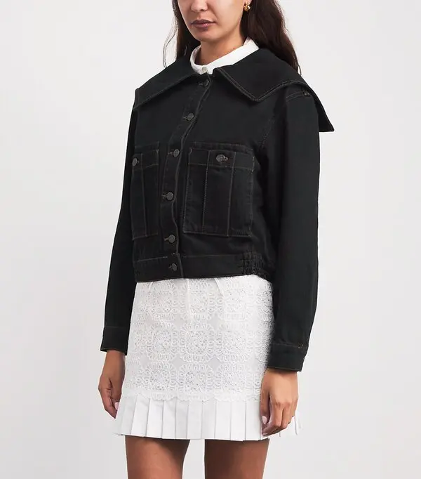 Claudie Pierlot Contrast-stitch Denim Jacket - Black