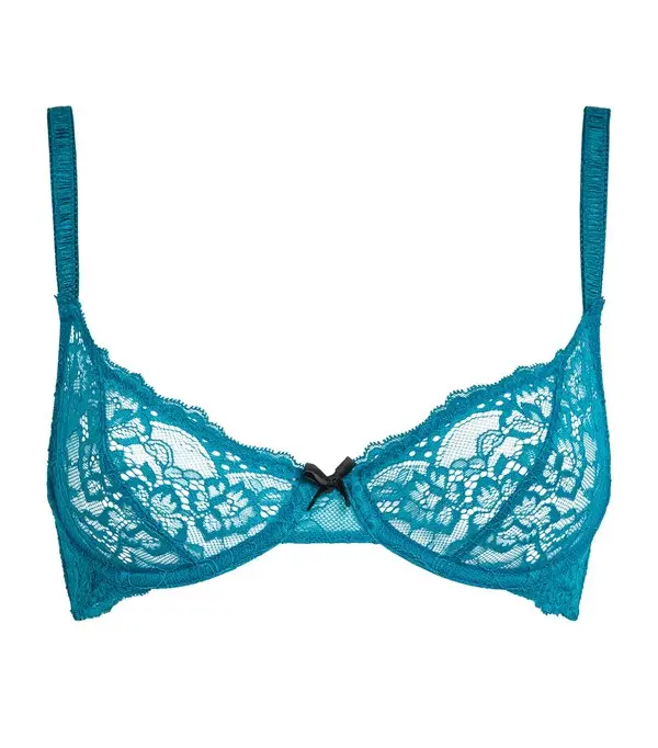 FLEUR DU MAL Lace Bianca Balconette Bra - Blue