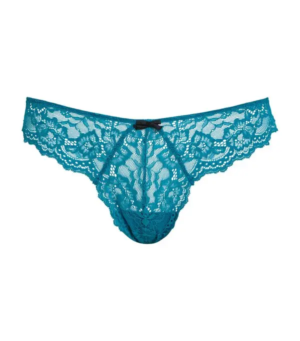 FLEUR DU MAL Lace Bianca Cheeky Briefs - Blue