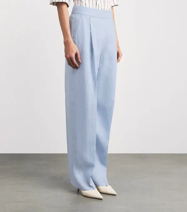 Agnona Linen Pleated Drawstring Trousers
