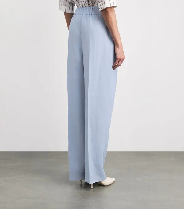 Agnona Linen Pleated Drawstring Trousers
