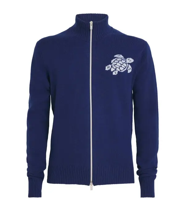 Vilebrequin Virgin Wool-cashmere Juan Zip-up Cardigan - Blue