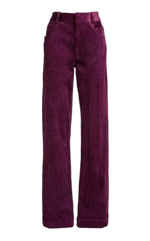Christopher Esber Ava Sateen Corduroy Straight-leg Pants - Purple