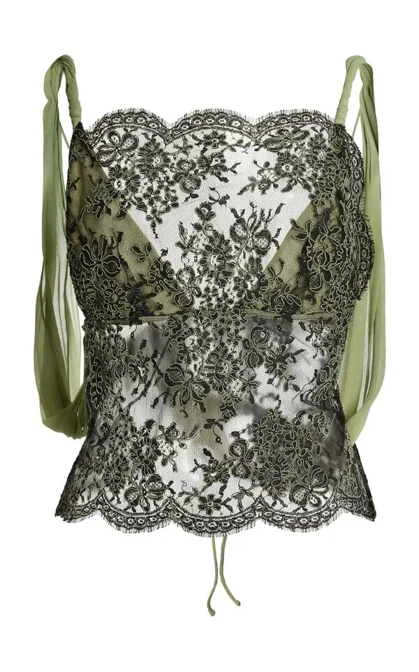 Christopher Esber Aluna Lace Draped Top - Green